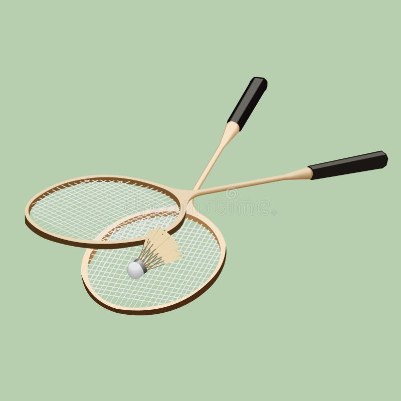Vector Badminton Set. Classic Wooden Racquets Rackets And A Shuttlecock ...