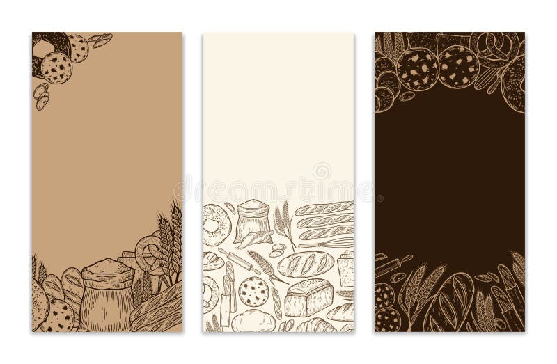 Bread Vertical Labels in Modern Style Stock Vector - Illustration of ...