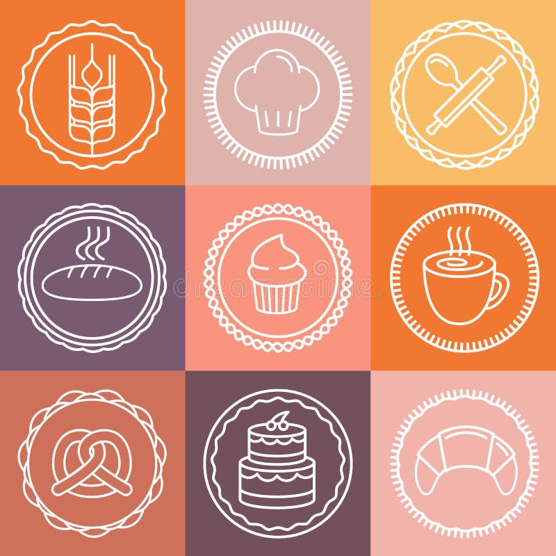 Vector Bakery and Pastry Emblems and Icons Stock Vector - Illustration ...