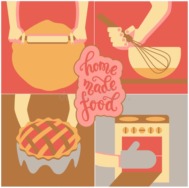 Vector Baking Illustration Process Stock Vector - Illustration of oven ...