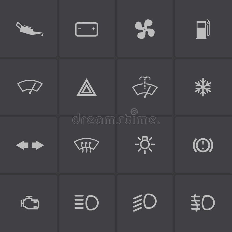 Vector Balck Car Dashboard Icons Set Stock Vector - Illustration of ...