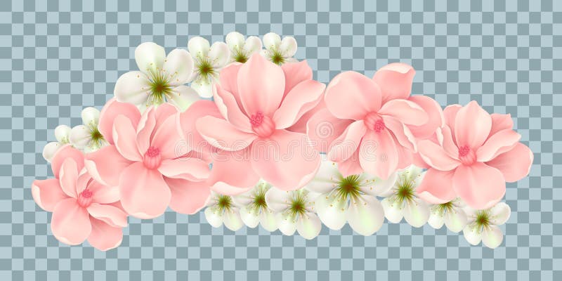 Vector Bali Flowers Border Isolated on Transparency Grid Background ...