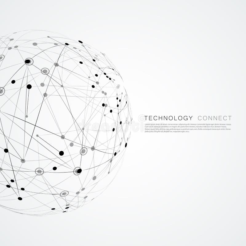 Vector Ball Abstract Line Design. Sphere with Connected Lines and Dots ...