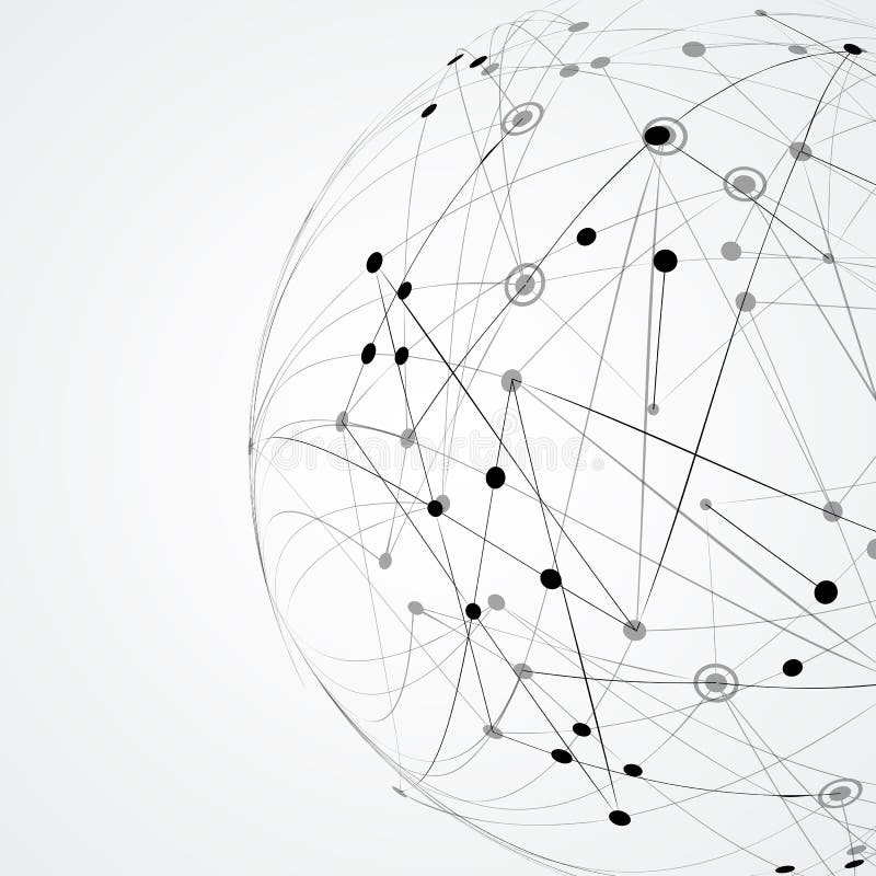 Vector Ball Abstract Line Design. Sphere with Connected Lines and Dots ...