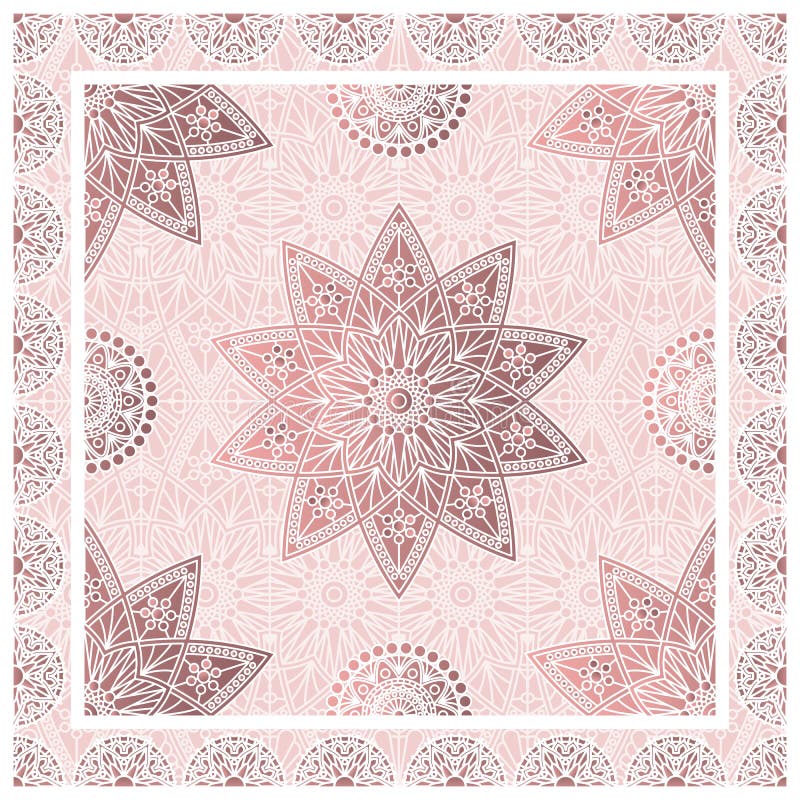 Vector Bandana Print with Decorative Mandala Pattern in Dusty Rose ...