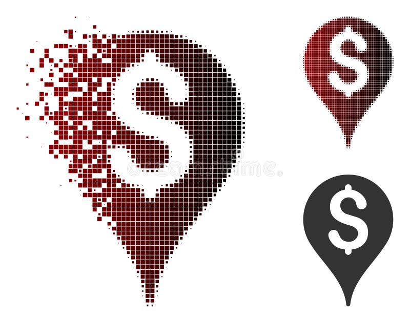 Fragmented Pixel Halftone Bank Map Marker Icon Stock Vector ...