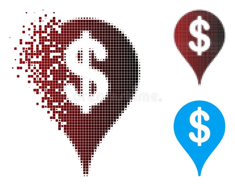 Damaged Pixel Halftone Bank Map Marker Icon Stock Vector - Illustration ...