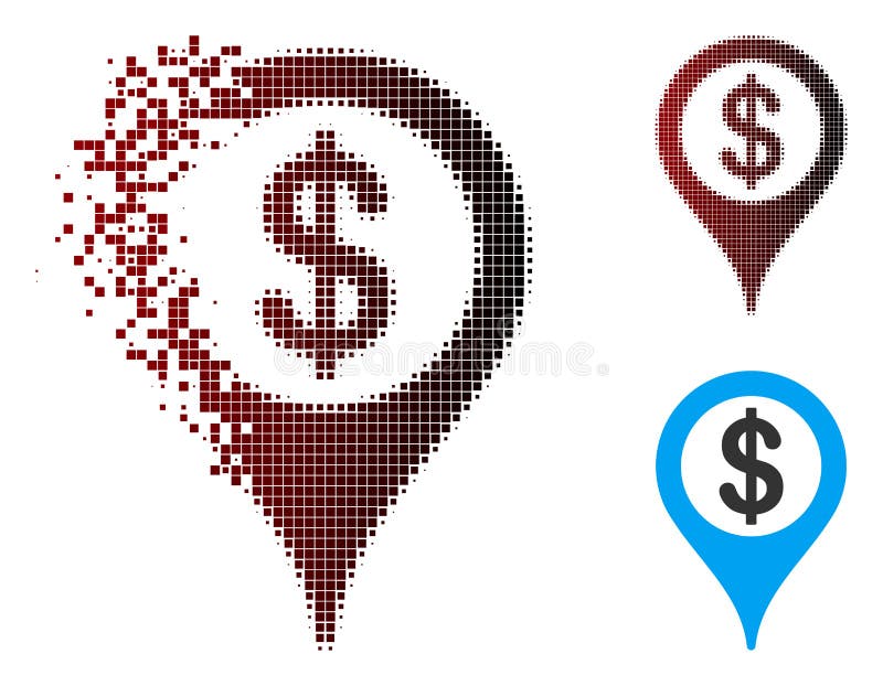 Damaged Pixel Halftone Bank Map Marker Icon Stock Vector - Illustration ...