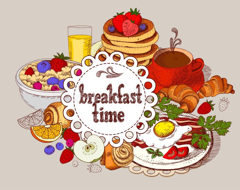 Vector Banner. Breakfast Time Stock Vector - Illustration of eggs ...