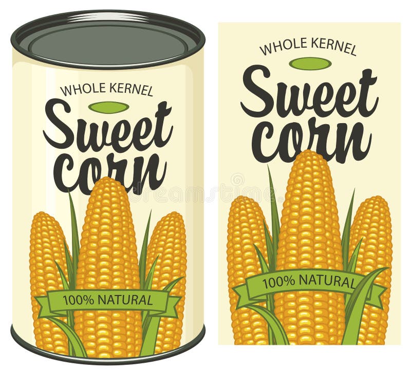 Sweet Corn Label and Tin Can with this Label Stock Vector ...