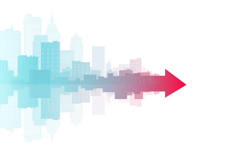 Vector Banner of a Cityscape Merging into Red Arrow Stock Vector ...