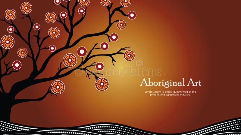 Vector Banner Design with Aboriginal Tree Artwork Stock Illustration ...