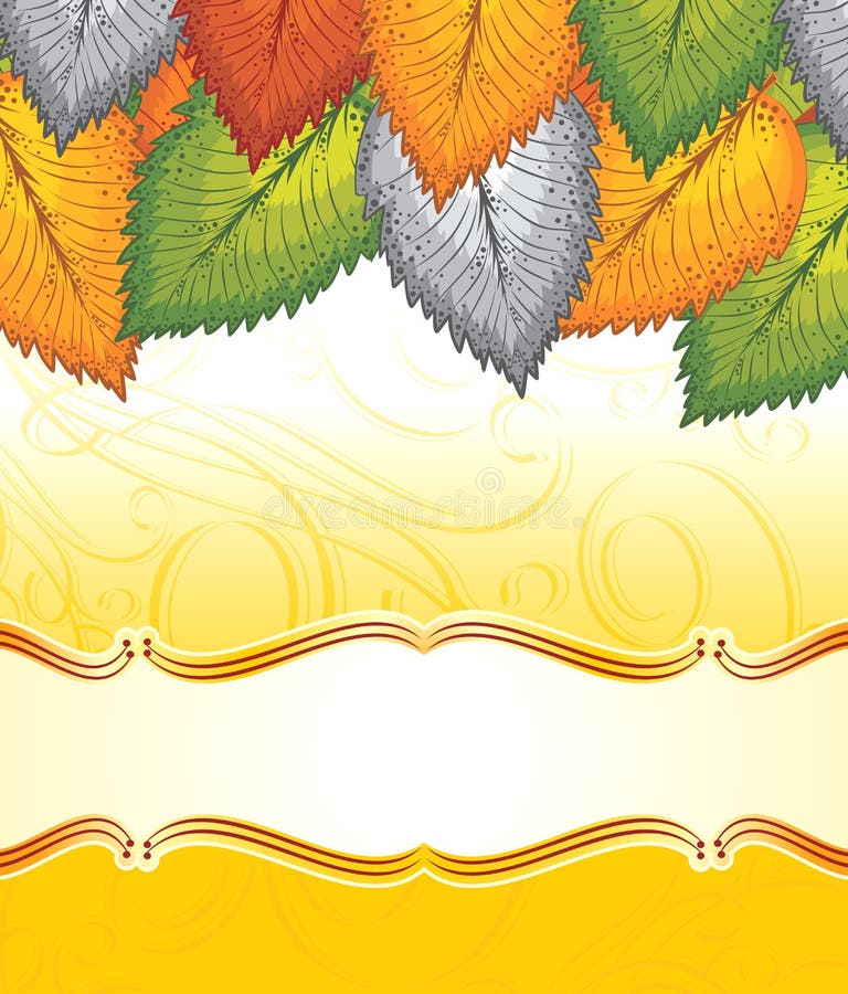 Vector Banner of Fancy Leaves Stock Vector - Illustration of damask ...