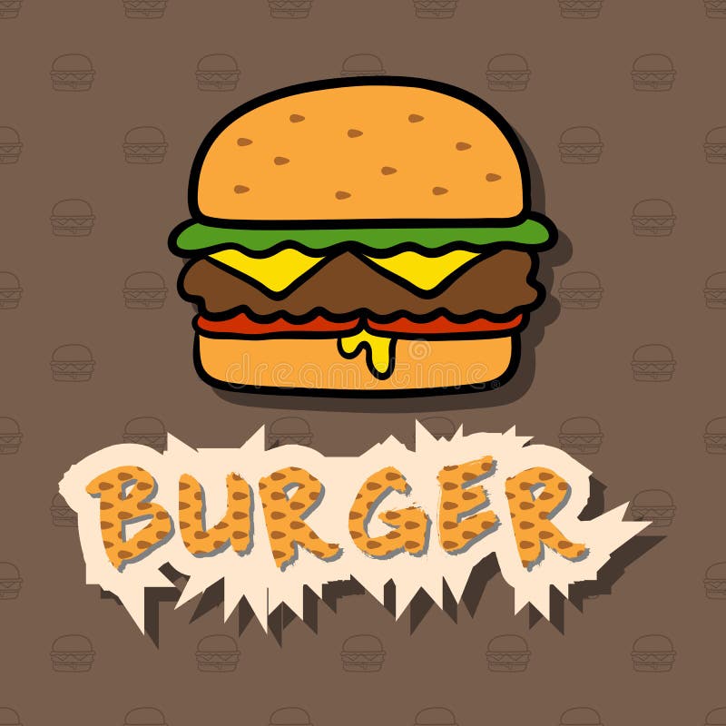 Vector Banner in a Flat Burger Style with Text and Shadows on a Pattern ...