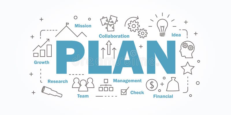 Vector Banner Flat Design in Plan Concept Stock Illustration ...