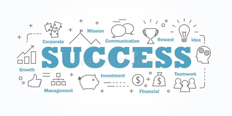 Vector Banner Flat Design in Success Concept Stock Illustration ...