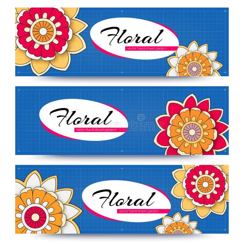 Vector banner with flowers stock illustration. Illustration of ornament ...