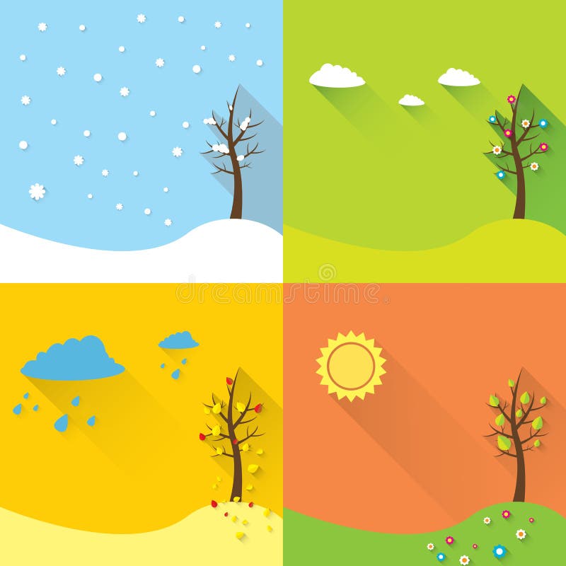 Vector Banner - Four Seasons Stock Vector - Illustration of postcard ...