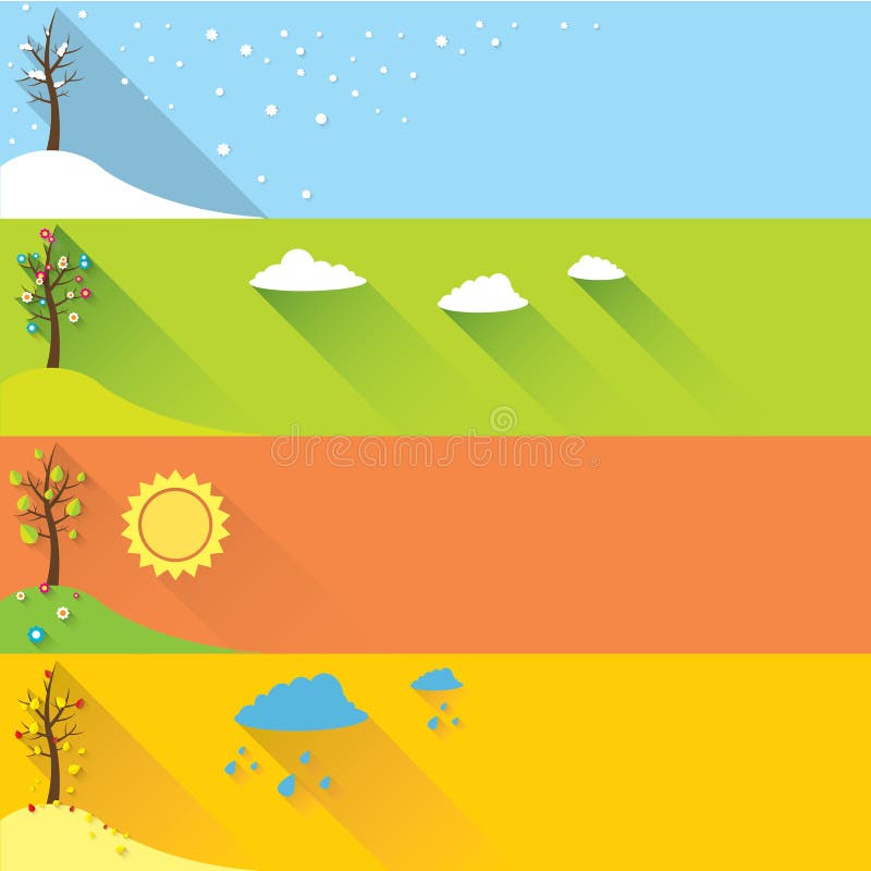 Vector Banner - Four Seasons Stock Vector - Illustration of cloud ...