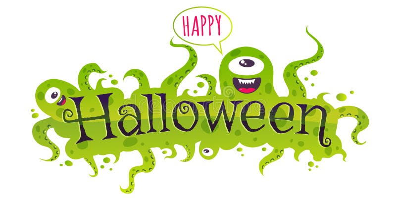 Vector Banner for Halloween with Green Monsters Stock Vector ...