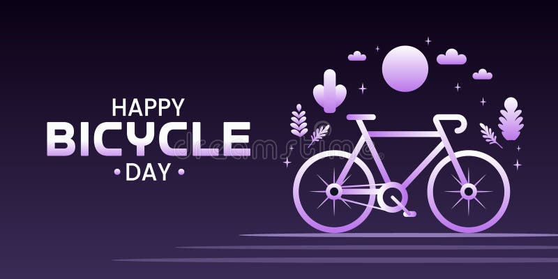 Happy Bicycle Day Banner Vector: Gradient Purple Bike, Abstract ...