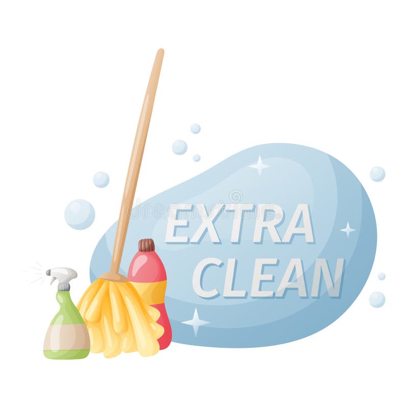 Extra Clean Detergent Labels Stickers Design Set Vector Illustration ...