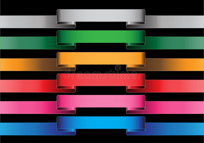 Vector Banner Label Ribbon Color Set on Black Stock Vector ...