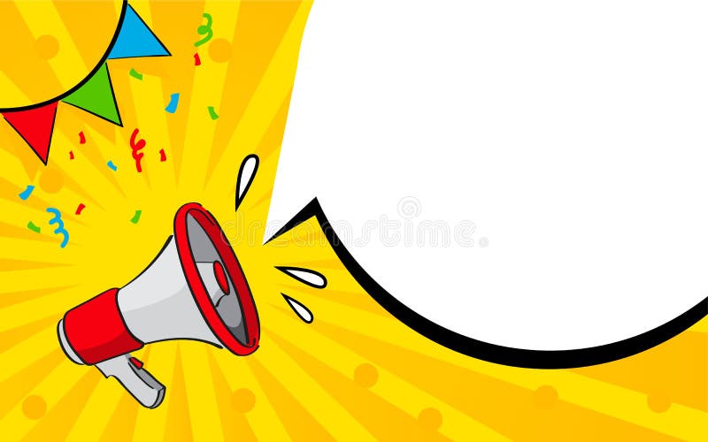 Vector Banner with Megaphone and Speech Bubble. Concept of Announcement ...