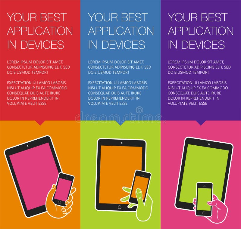 Vector Banner with Mobile Devices Stock Illustration - Illustration of ...