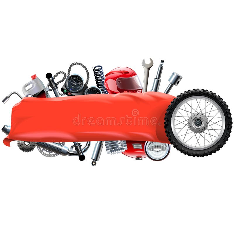 Vector Motorcycle Parts Concept with Wheel Stock Vector - Illustration ...