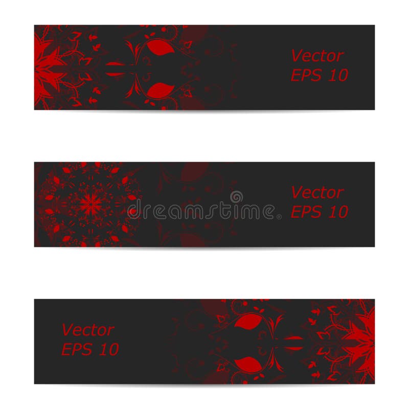 Vector Banner of Ornate Dark Gray Red Color Stock Illustration ...