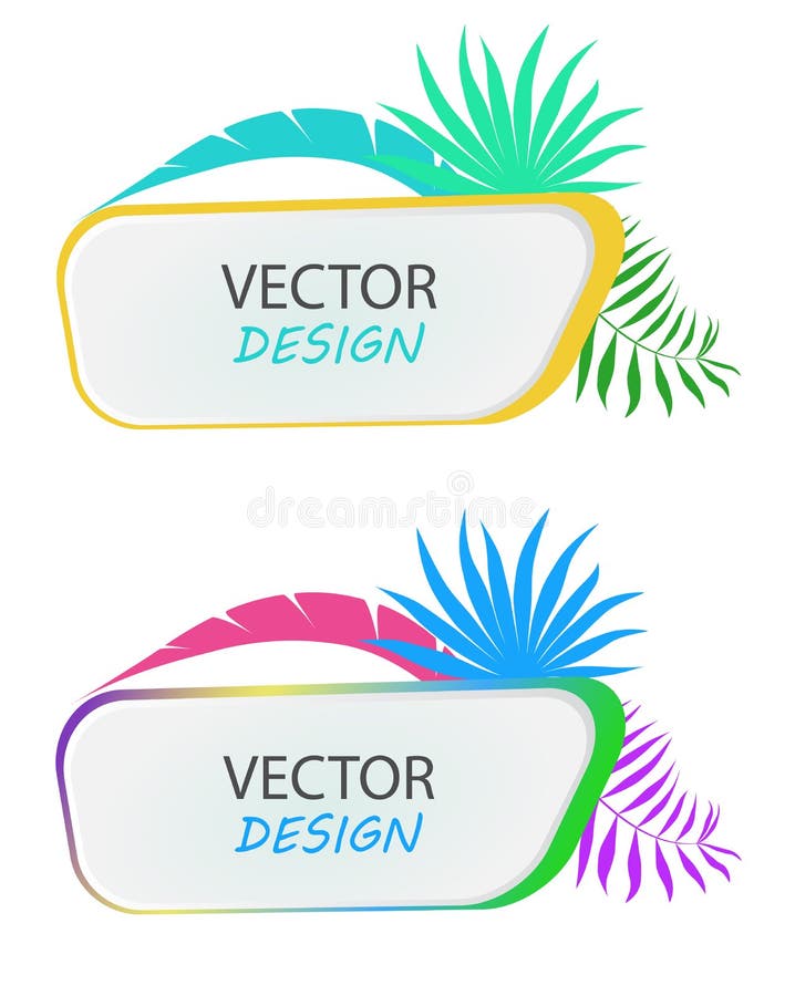 Vector Banner with Palm Leaves. Design of Tropical Banner. Frame for ...