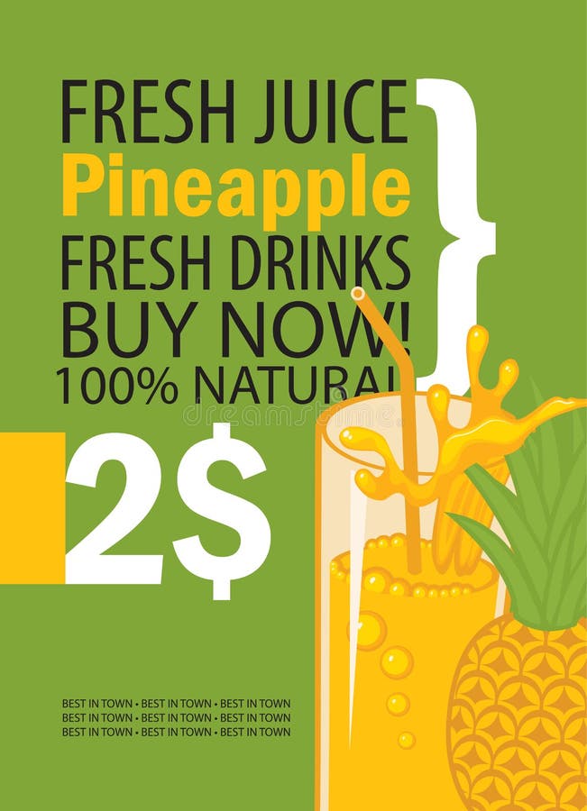 Vector Banner with Pineapple and a Glass of Juice Stock Vector ...