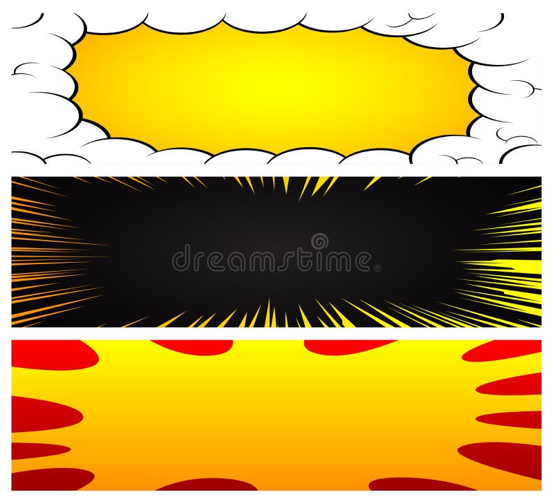 Vector Banner Set in Comic Book Style. Retro Pop Art Design. Stock ...