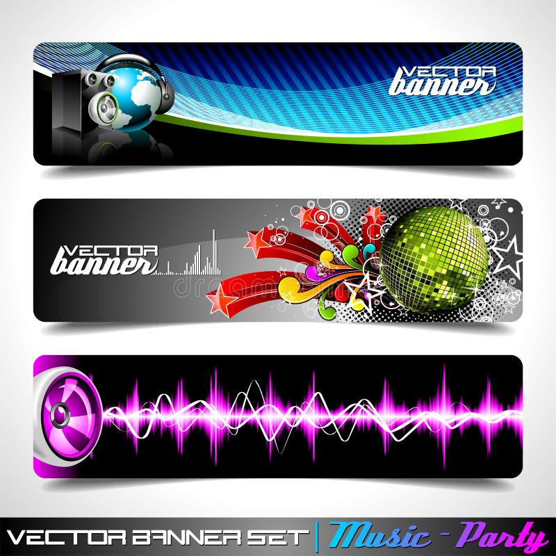 Vector Banner Set on a Music and Party Theme. Stock Vector ...