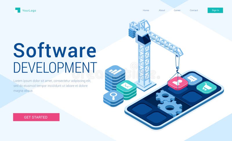 Vector Banner of Software Development Stock Vector - Illustration of ...