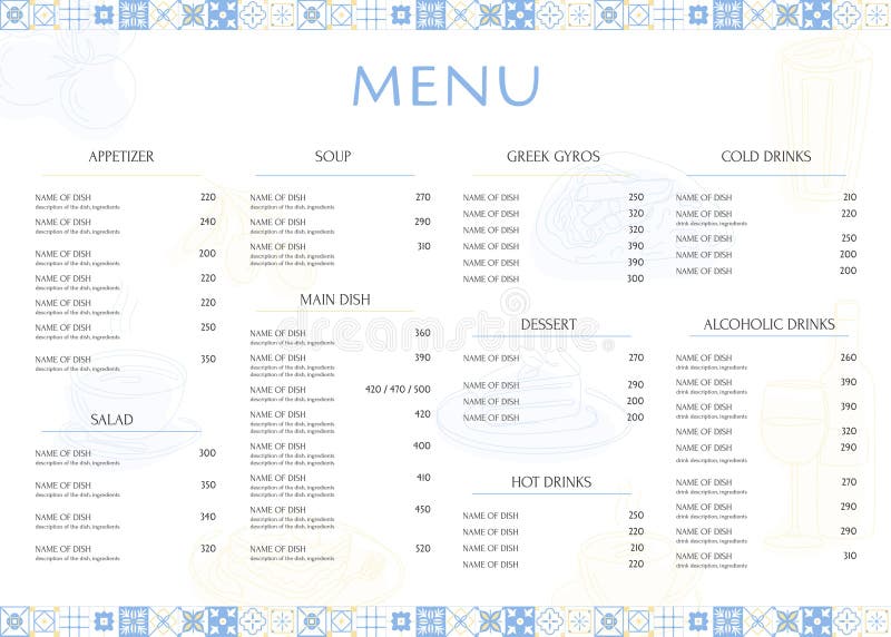 Greek Restaurant Template Stock Illustrations – 747 Greek Restaurant ...