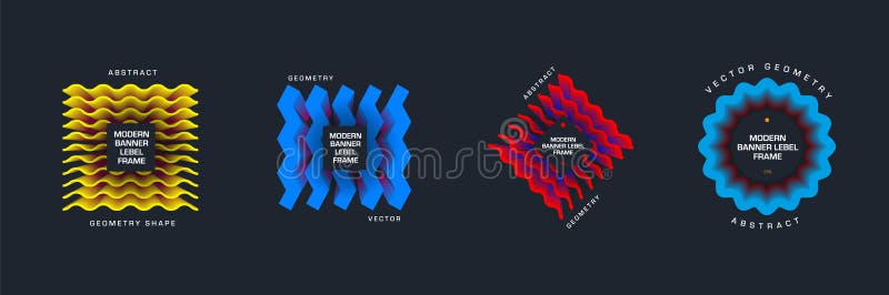 Vector Banner Template, Modern Geometric Tag with Zigzag Shape, Wavy ...
