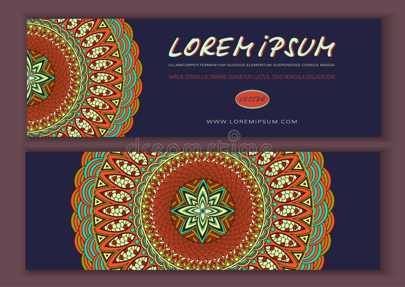 Vector Banner Templates with Abstract Ethnic Patterns. Double-sided ...