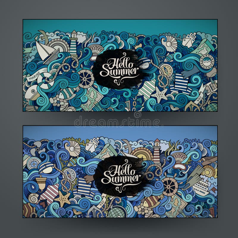 Vector Banner Templates Set with Marine Theme Stock Vector ...