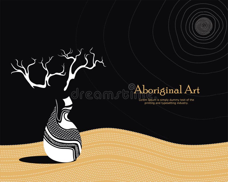 Boab Baobab Tree Vector Painting. Aboriginal Art Vector Background ...