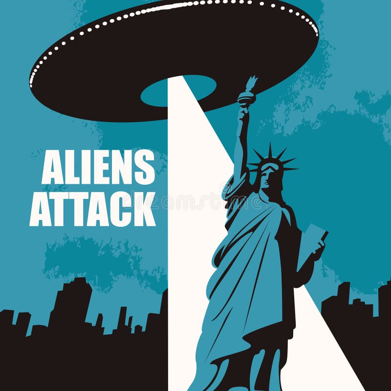 Banner on the Theme of Aliens Attack with a Flying Saucer Stock Vector ...
