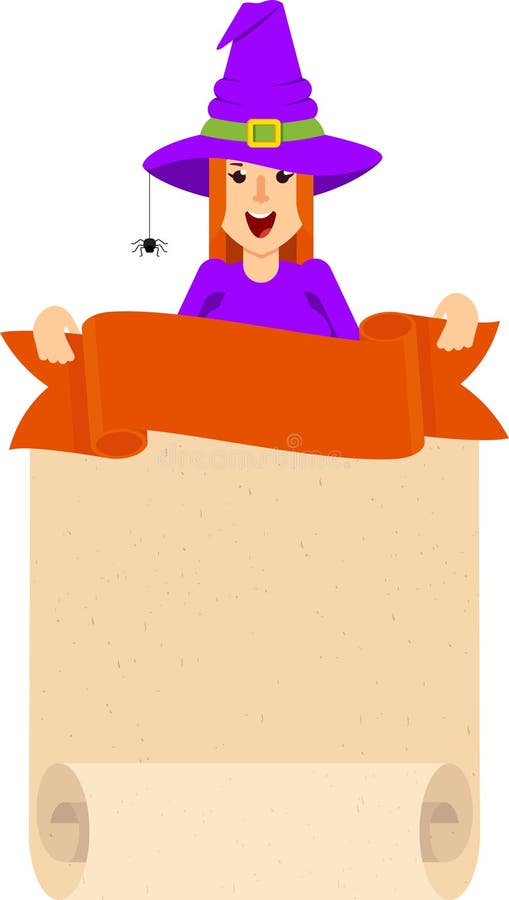Vector Banner with a Young Beautiful Witch Stock Vector - Illustration ...