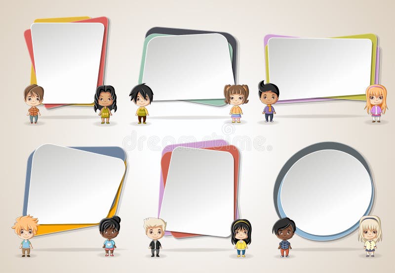 Vector Banners / Backgrounds with Cartoon Children. Stock Vector ...