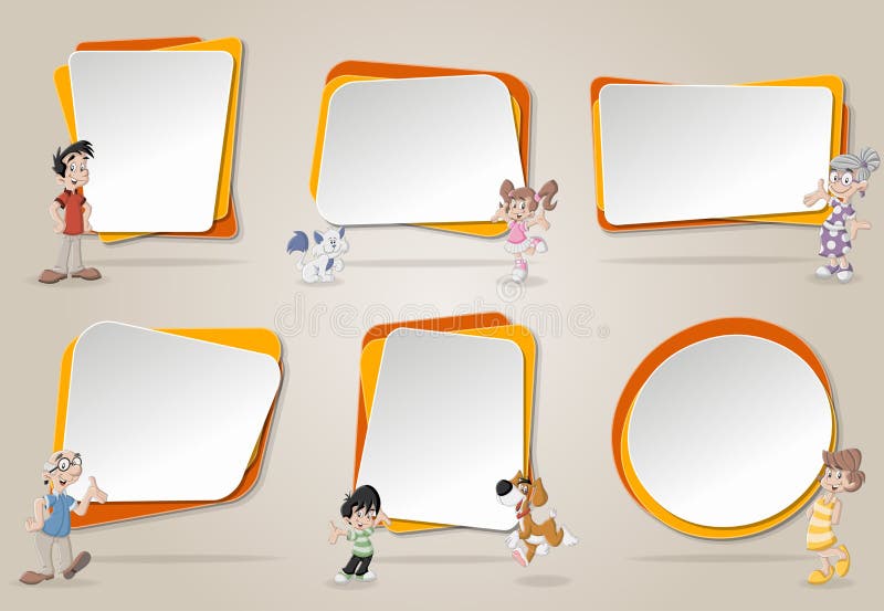 Happy Cartoon Family Pets Text Box Frames Stock Illustrations – 1 Happy ...