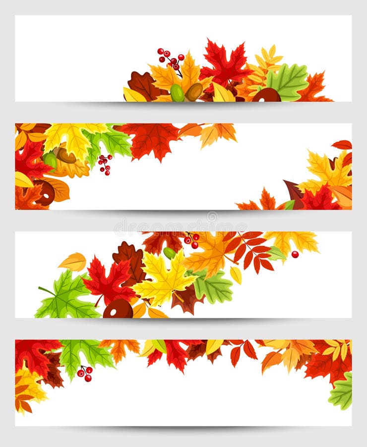 Vector Banners with Colorful Autumn Leaves. Stock Vector - Illustration ...