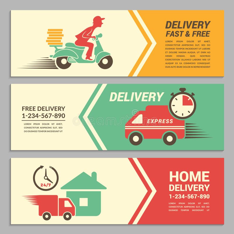 Vector Banners Design Template for Fast Delivery Service Stock Vector ...