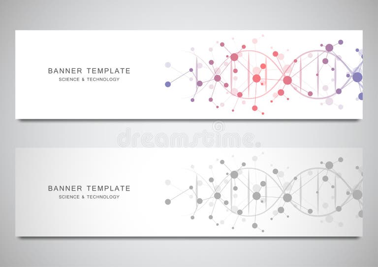 Vector Banners and Headers for Site with DNA Strand and Molecular ...