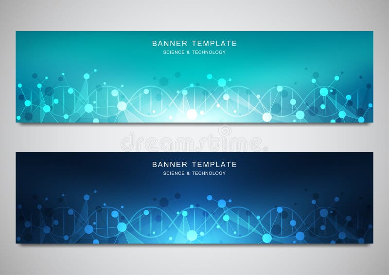 Vector Banners and Headers for Site with DNA Strand and Molecular ...