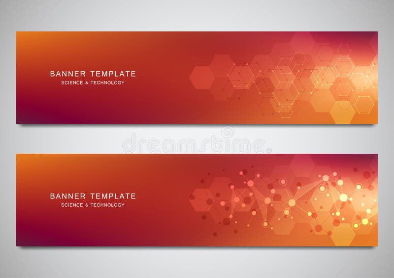 Vector Banners and Headers for Site with Molecules Background and ...